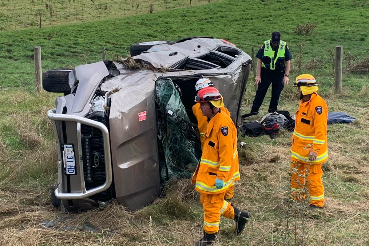 Car carrying PM's security detail crashes on Tasmanian road