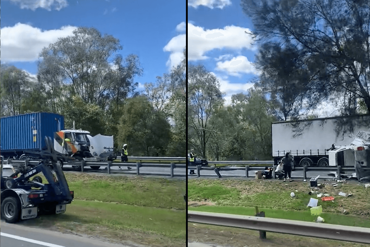 Logan Motorway lanes closed after truck and car crash