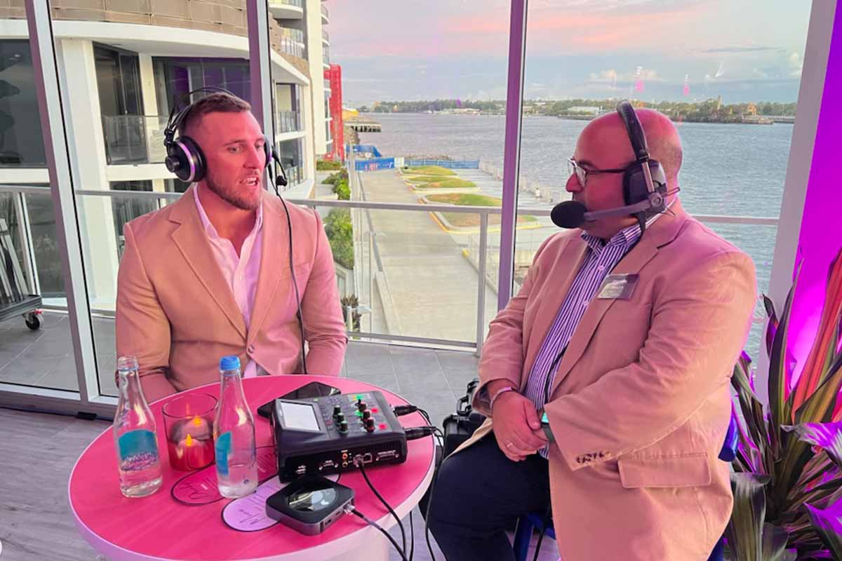 Peter Psaltis broadcasts LIVE at the Broncos 2023 Season Launch