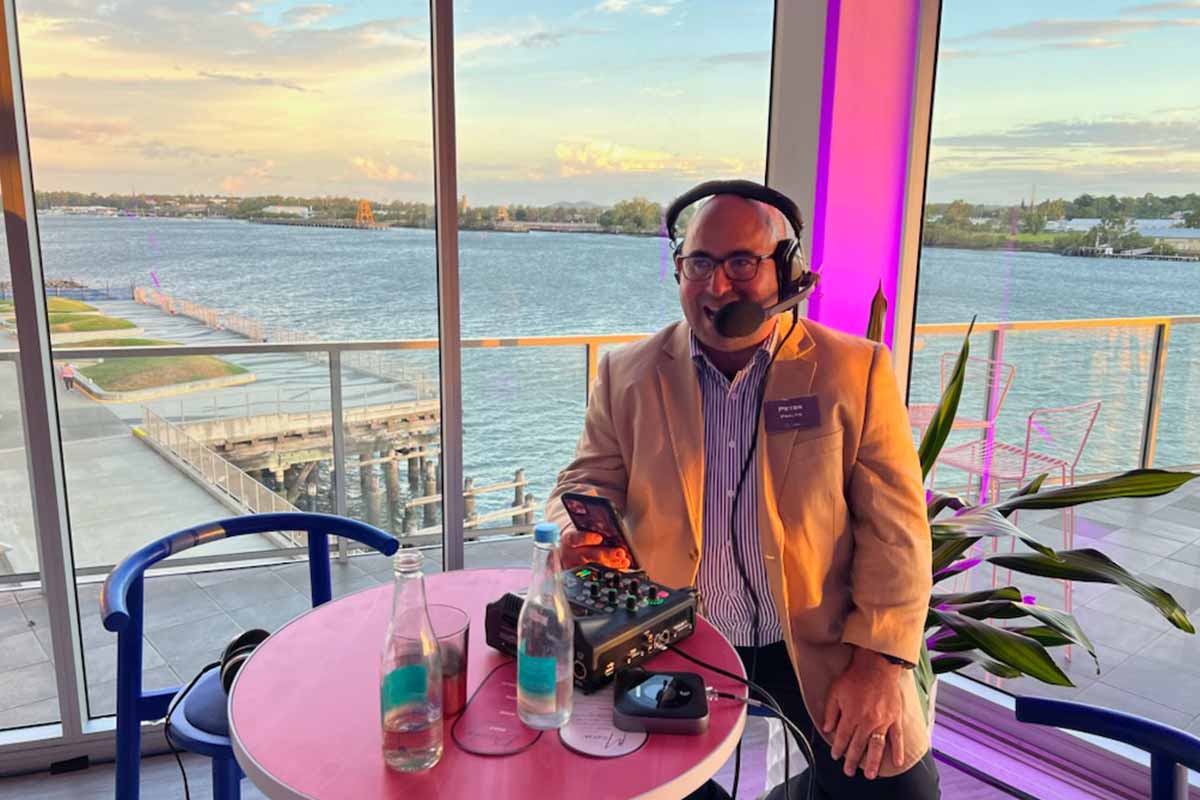 Peter Psaltis broadcasts LIVE at the Broncos 2023 Season Launch